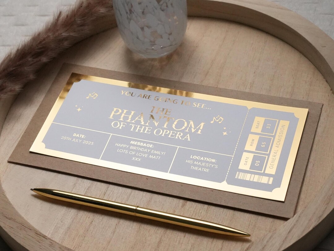 Phantom of the Opera Theatre Ticket Theatre Gift Gift Ticket Gift ...