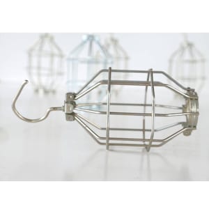 CAGES LIGHT BULB Industrial Steampunk Mechanical Lighting Factory Machinist Clamp on Garage Bar ...