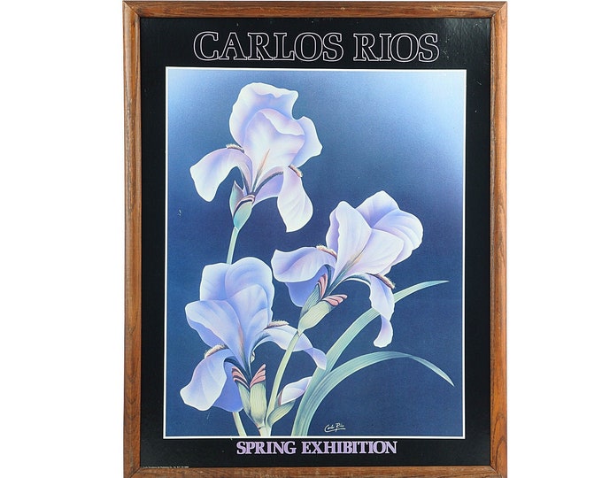 1982 FLOWER PRINT Carlos Rios Spring Exhibition Tulip Art Deco Modern ...