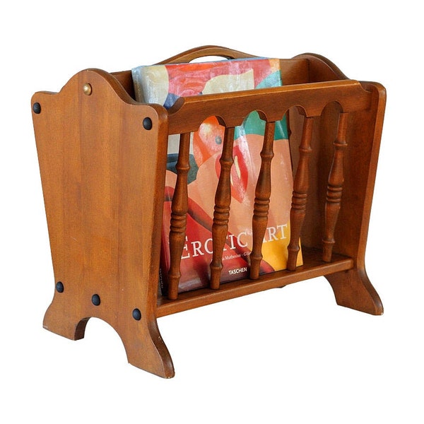 Wood Library Magazine Rack - Etsy