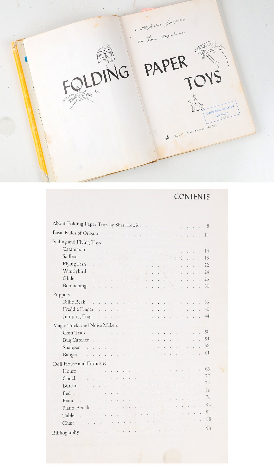 ORIGAMI BOOK 1971 Folding Paper Planes Shari Lewis Lamb Chop Kids Book ...