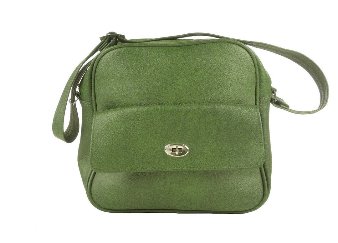 Sears Locking Oversized Bag Purse Carry on Green Naugahyde Straps ...