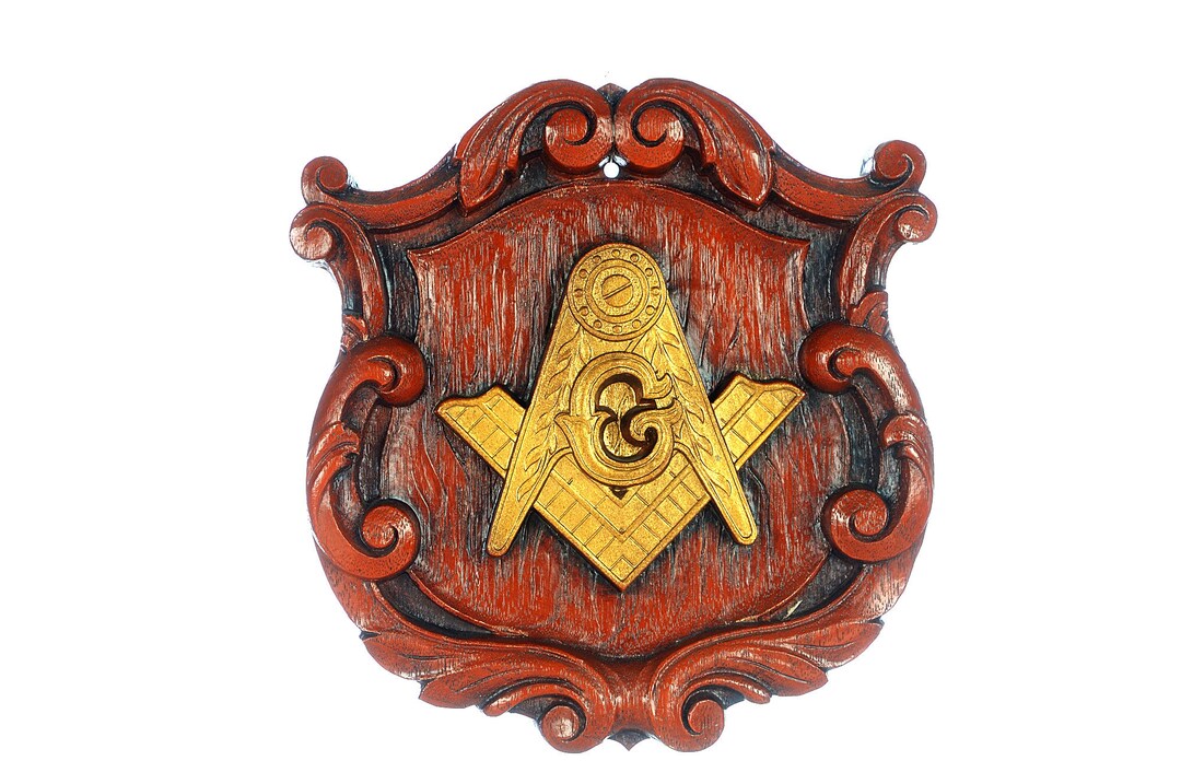 FREEMASON WALL PLAQUE Masonic Hand Made Retro Mason Shriner Ceramic Mid ...
