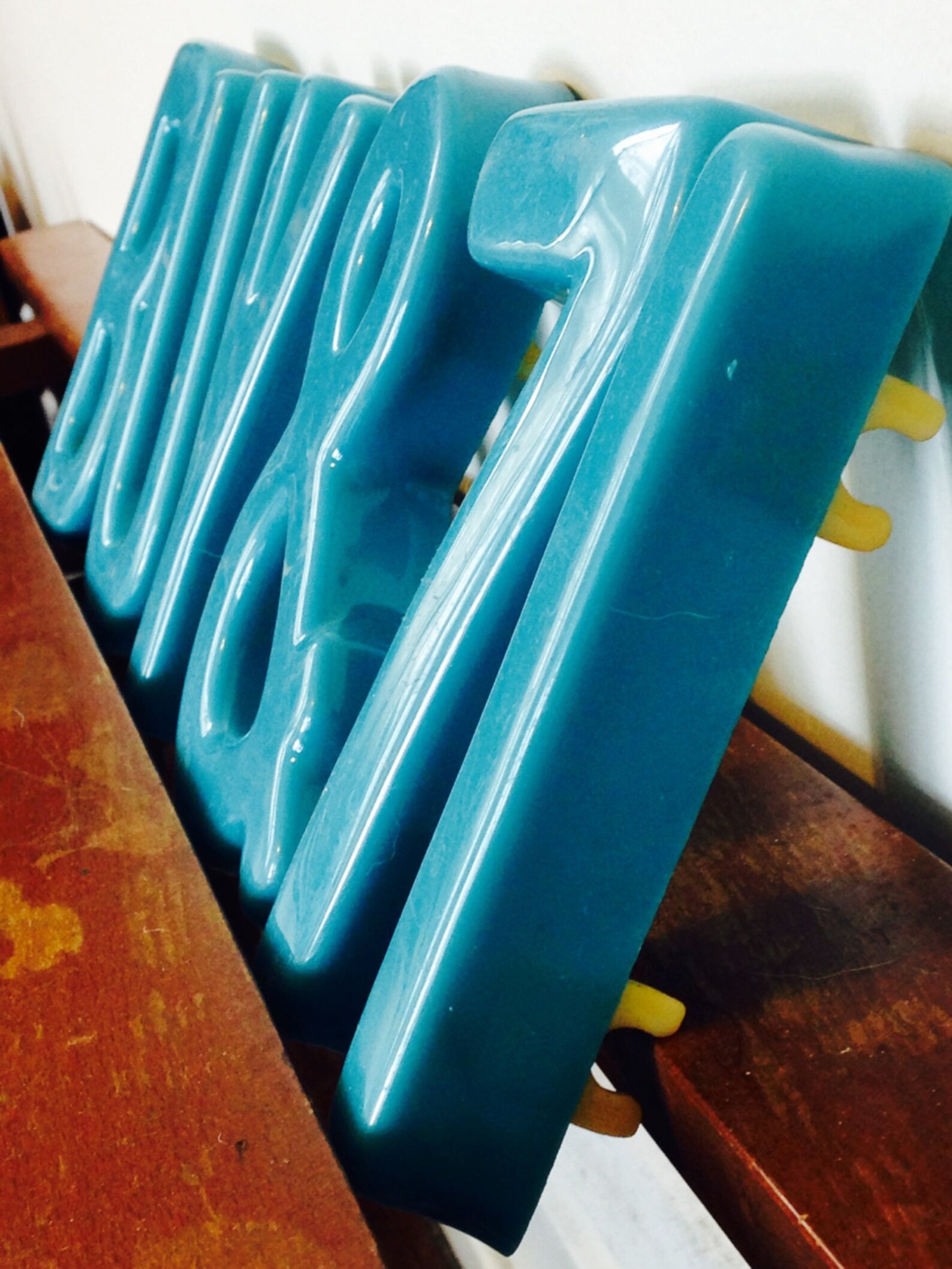 Vintage Carolina Blue 6" Plastic Neon Sign / Marquee LETTERS & NUMBERS ...