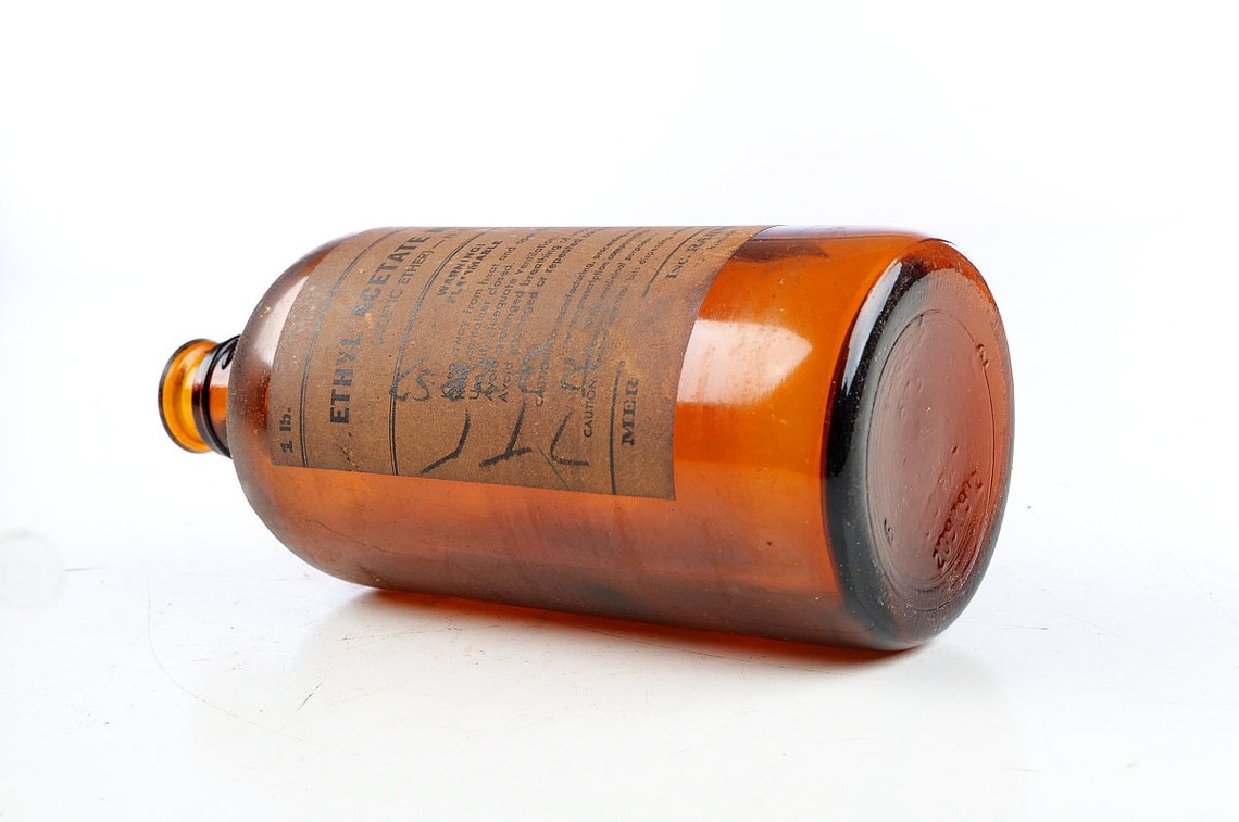 APOTHECARY JAR Bottle 1940s MERCK Ethyl Acetate Advertising - Etsy