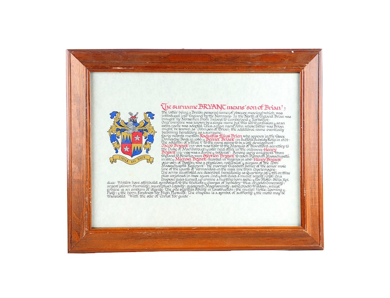 1970s BRYANT FAMILY CREST Meaning Origins History Ancestry Dna Relative ...