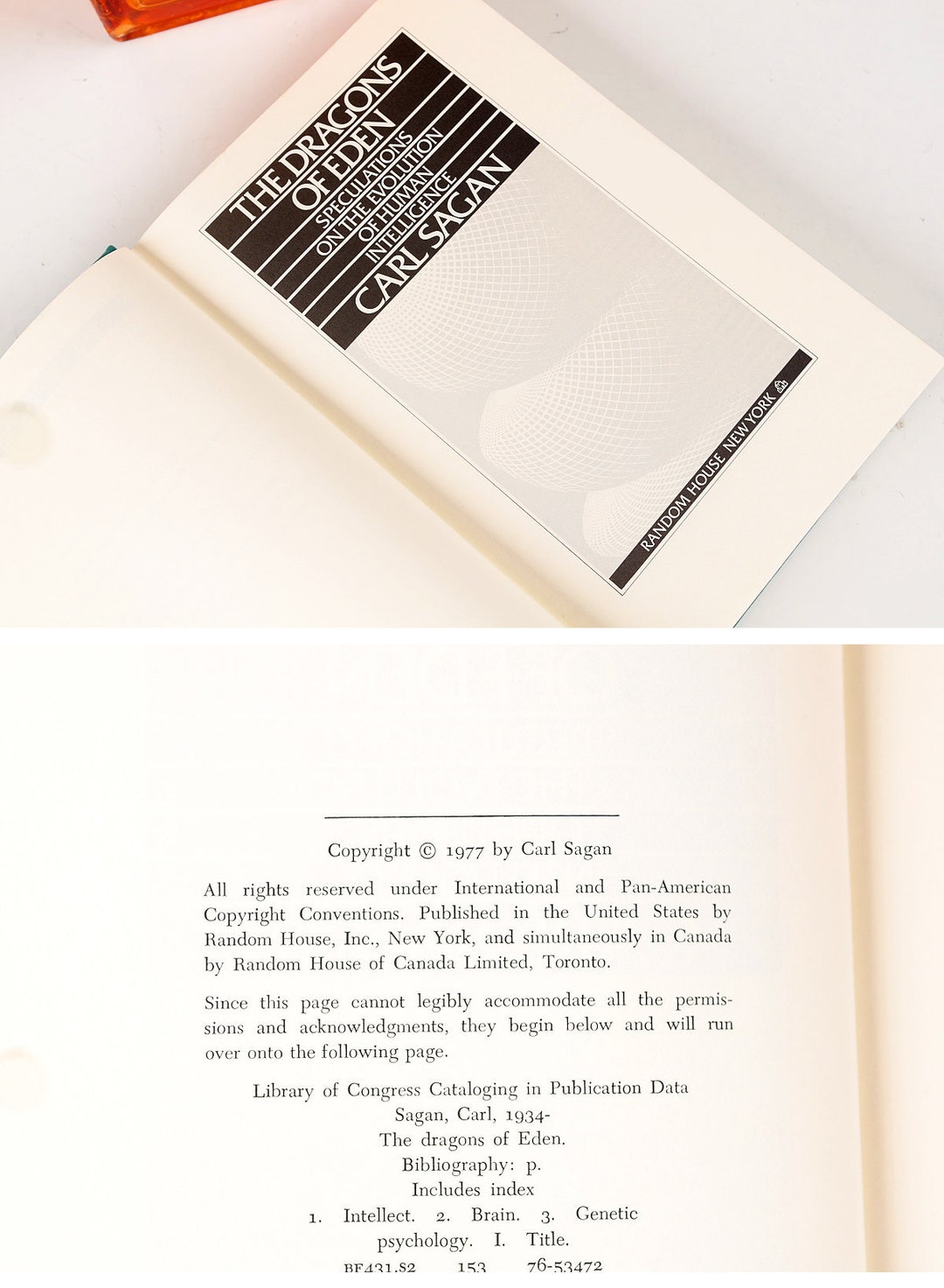 BOOK CARL SAGAN 1977 Dragons of Eden Evolution Space Astronomy ...