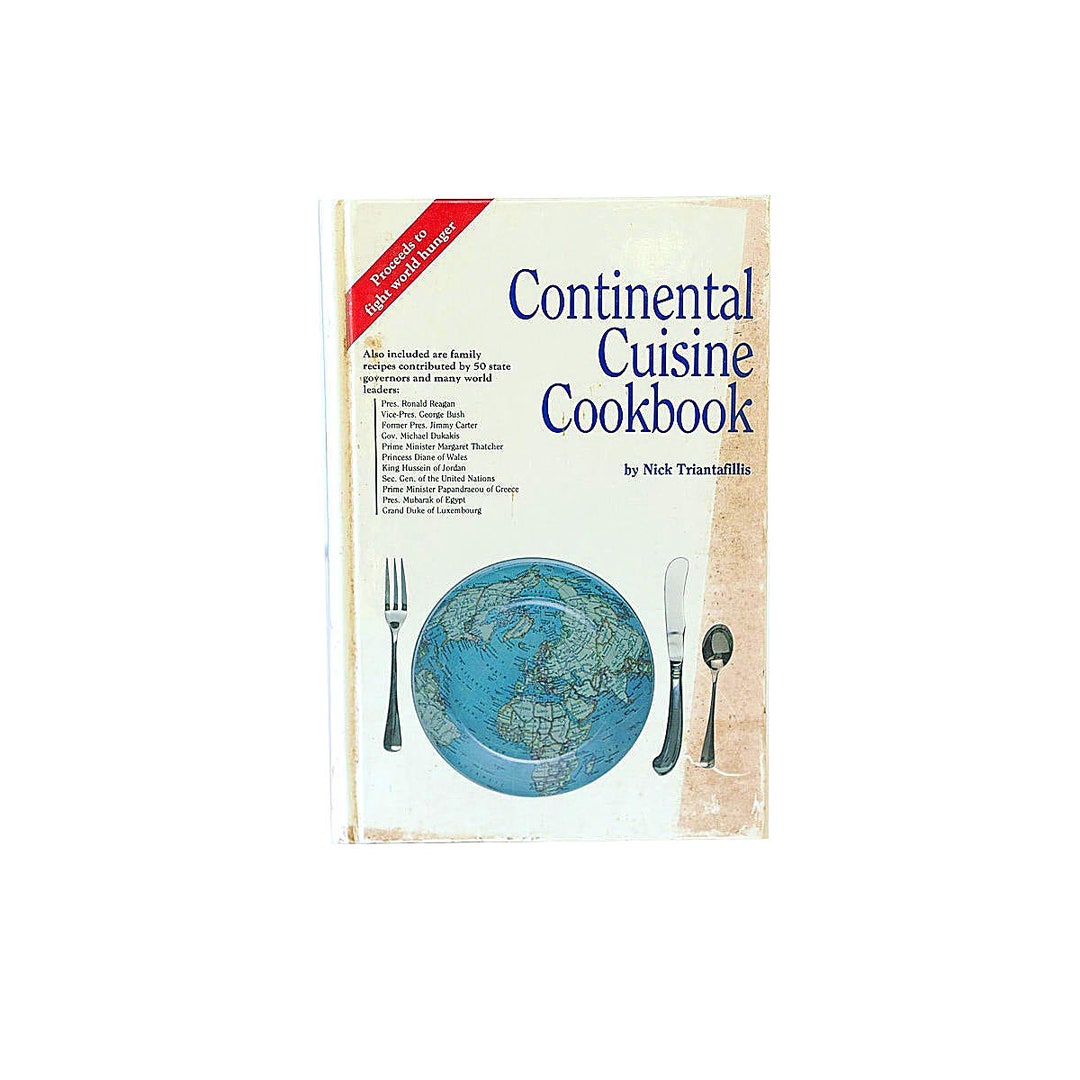 Cookbook 1988 Continental Cuisine Vintage Culinary Retro Kitchen Hardcover Food Cook Book
