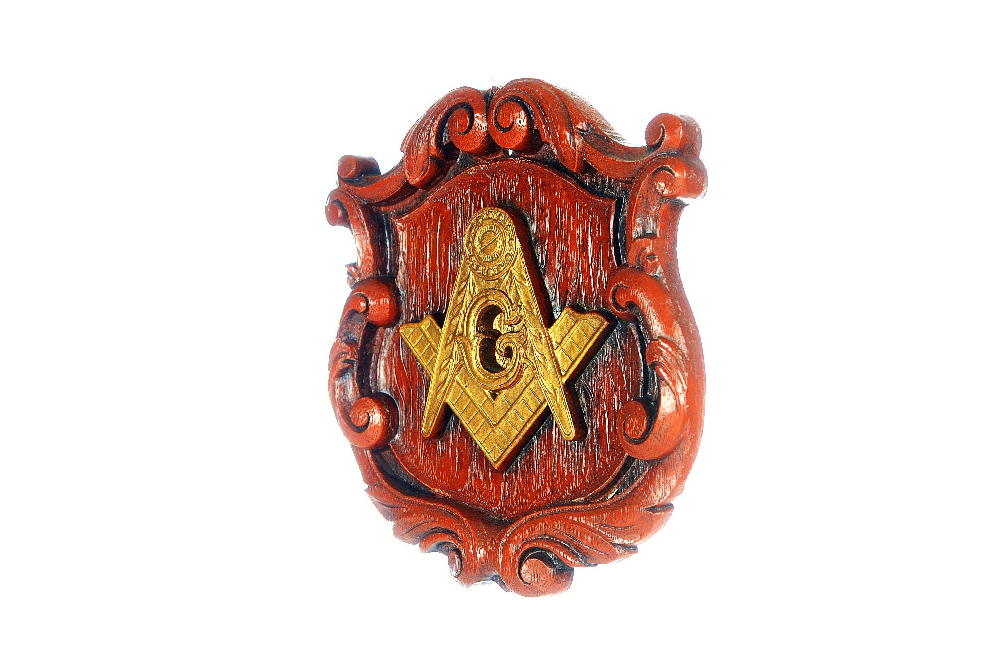 FREEMASON WALL PLAQUE Masonic Hand Made Retro Mason Shriner Ceramic Mid ...