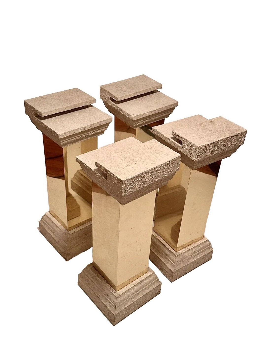 4 Postmodern Coffee Table Legs for Glasstop Side Tables 1989 Brass ...