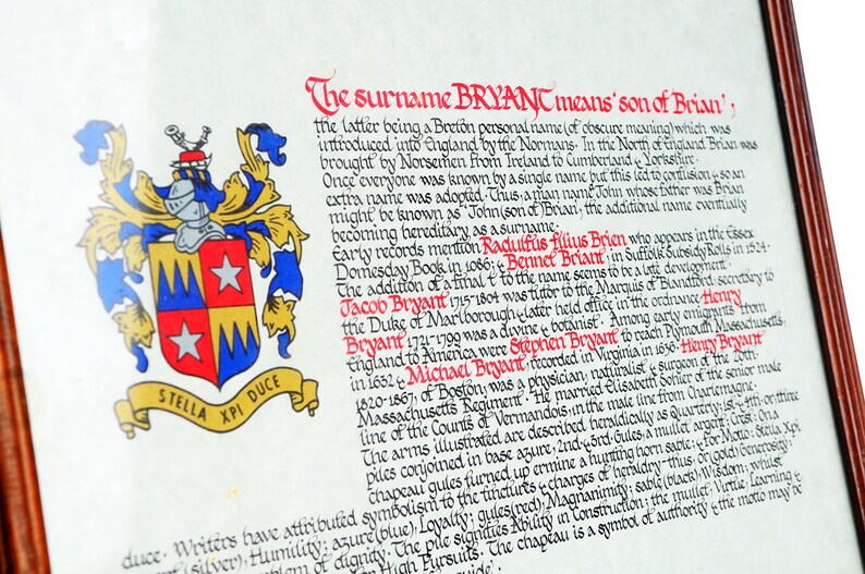 1970s BRYANT FAMILY CREST Meaning Origins History Ancestry Dna Relative ...