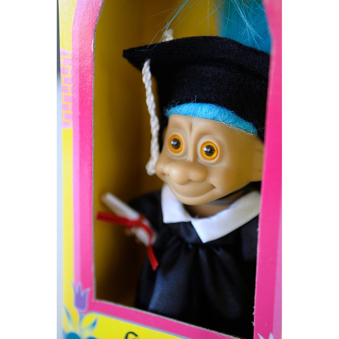 TROLL GRADUATE NEW Rare Blue Hair Doll Gown Circa 1991 1992 Trolls ...