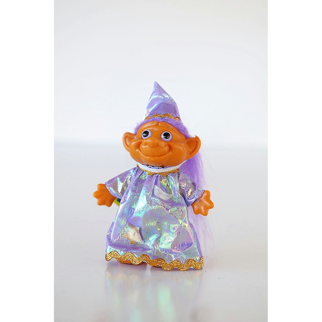 TROLL WIZARD Purple Hair Doll Merlin Shiny Gold NEW Rare Circa 1991 ...