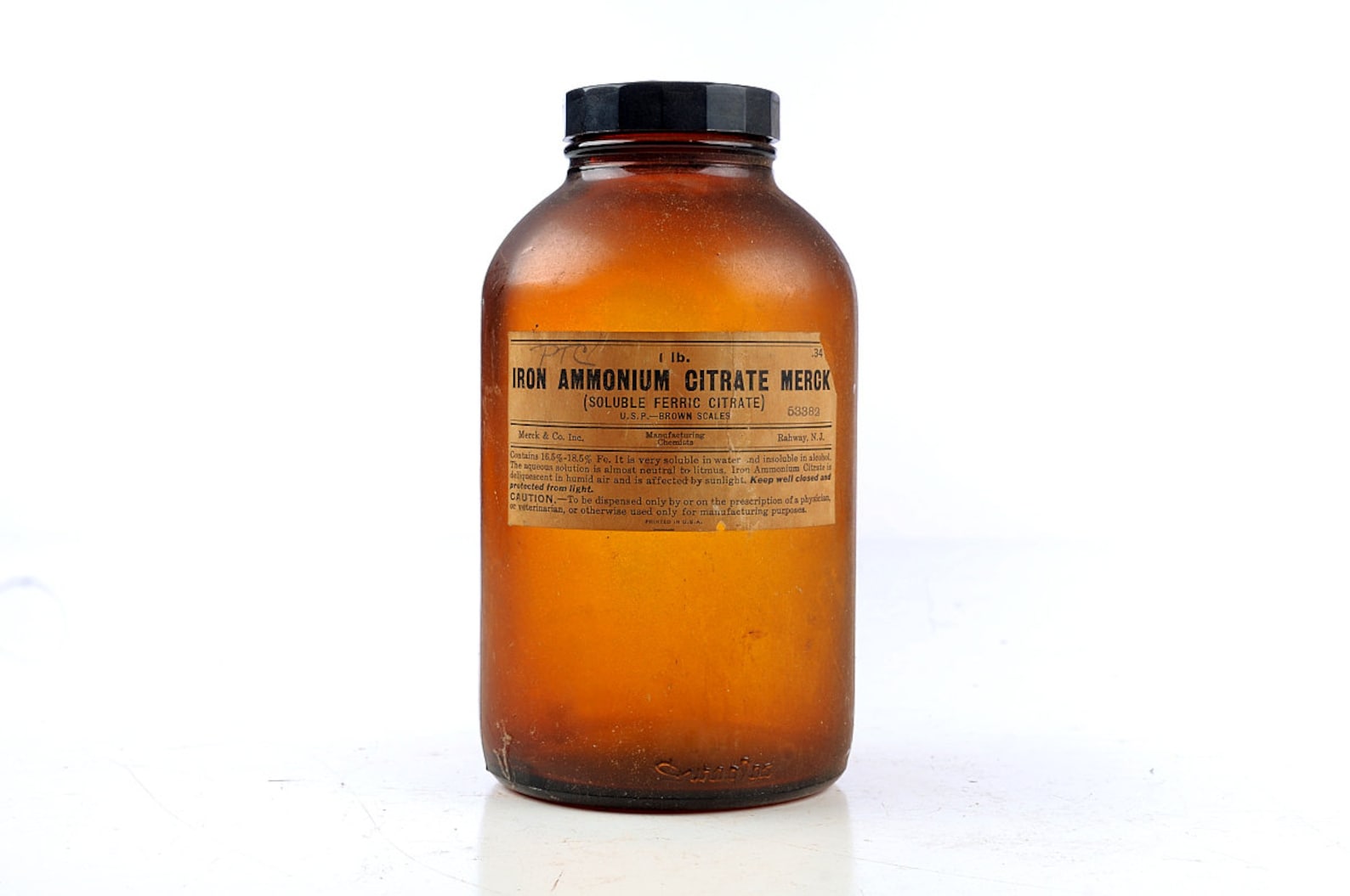 APOTHECARY JAR Bottle 1940s MERCK Iron Ammonium Citrate - Etsy