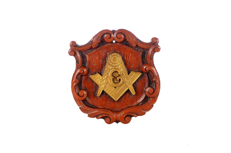 FREEMASON WALL PLAQUE Masonic Hand Made Retro Mason Shriner Ceramic Mid ...