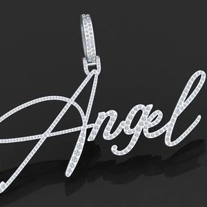 925 Sterling Silver Cursive Letter Moissanite Name Pendant - Etsy