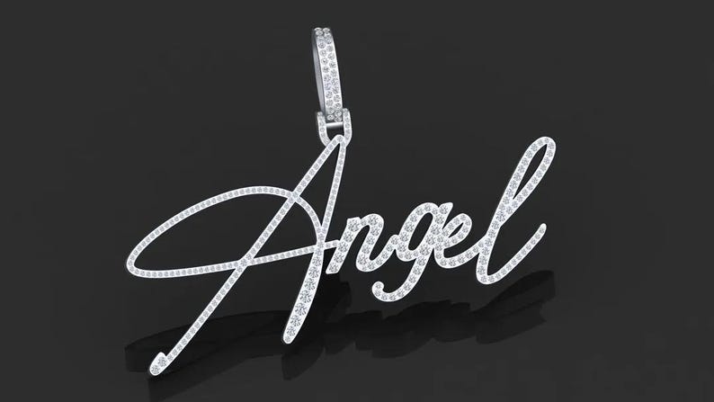 925 Sterling Silver Cursive Letter Moissanite Name Pendant - Etsy