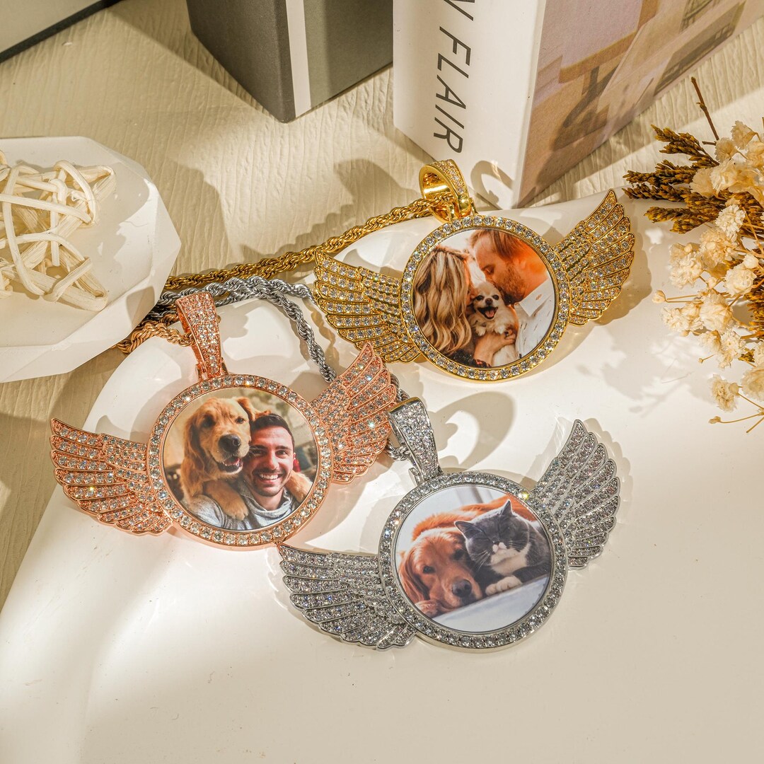 Personalized Angel Wings Photo Necklace | Custom Photo Necklace | Hip ...