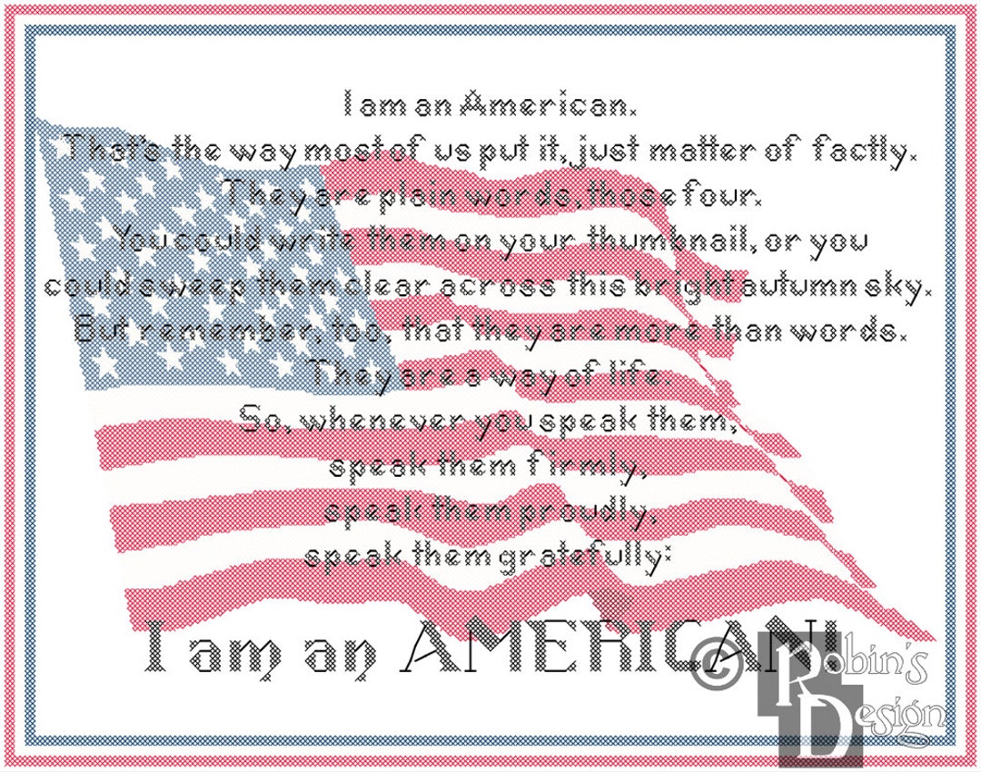I Am an American Cross Stitch Pattern PDF - Etsy