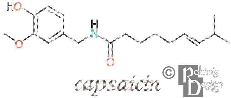 Capsaicin Molecule Cross Stitch Pattern PDF - Etsy