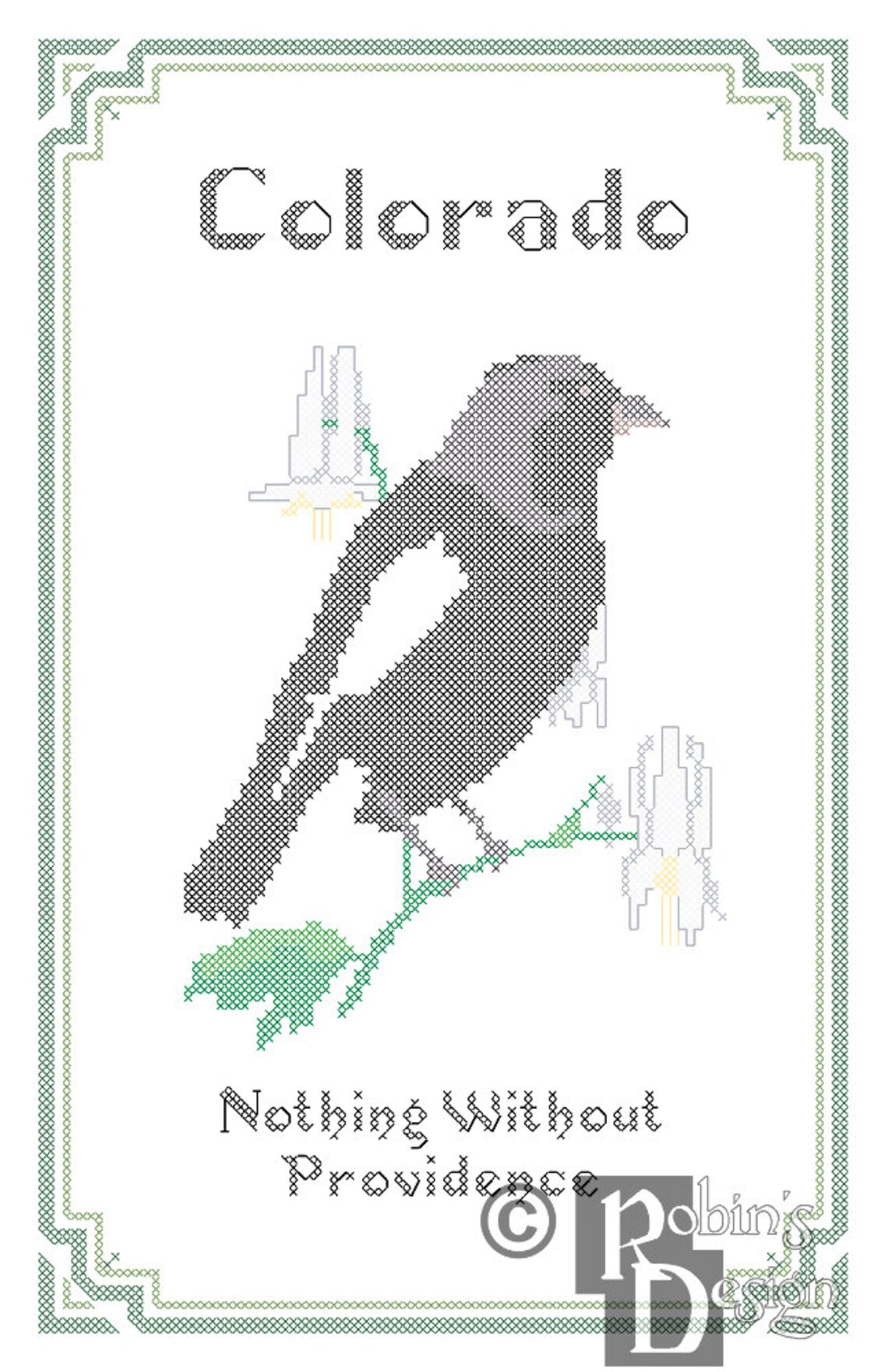 Colorado State Bird, Flower and Motto Cross Stitch Pattern PDF - Etsy