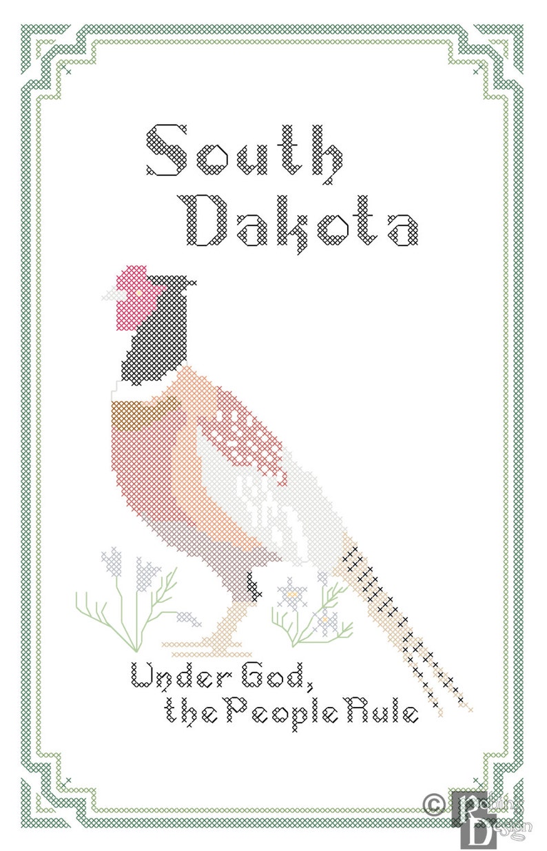 South Dakota State Bird, Flower and Motto Cross Stitch Pattern PDF - Etsy