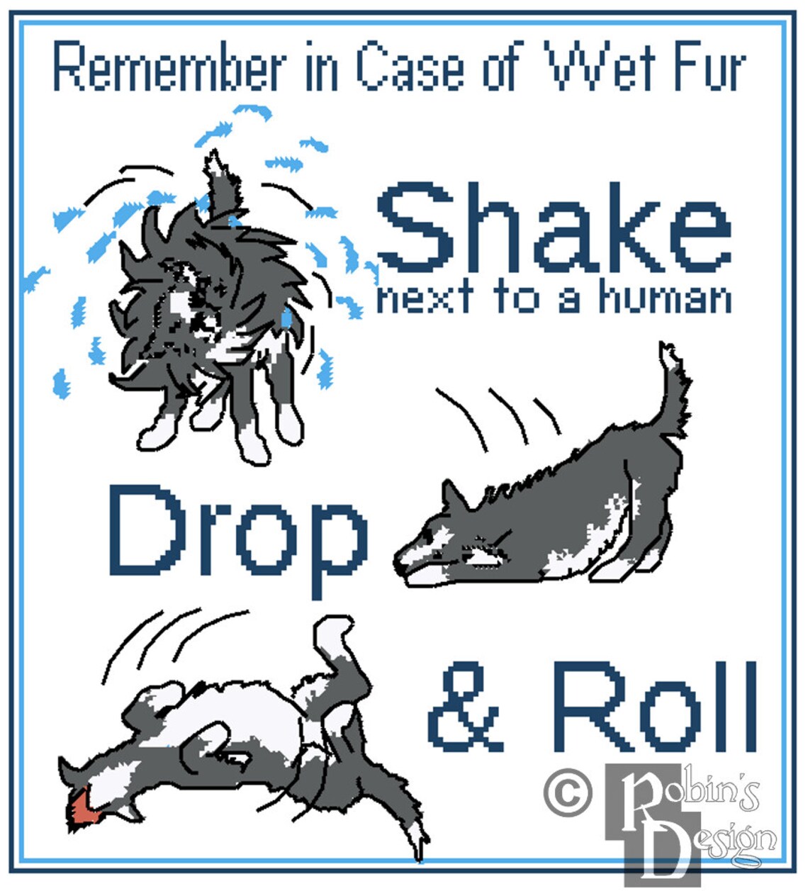 Dog Safety Poster in Case of Wet Fur Shake Drop & Roll Cross - Etsy
