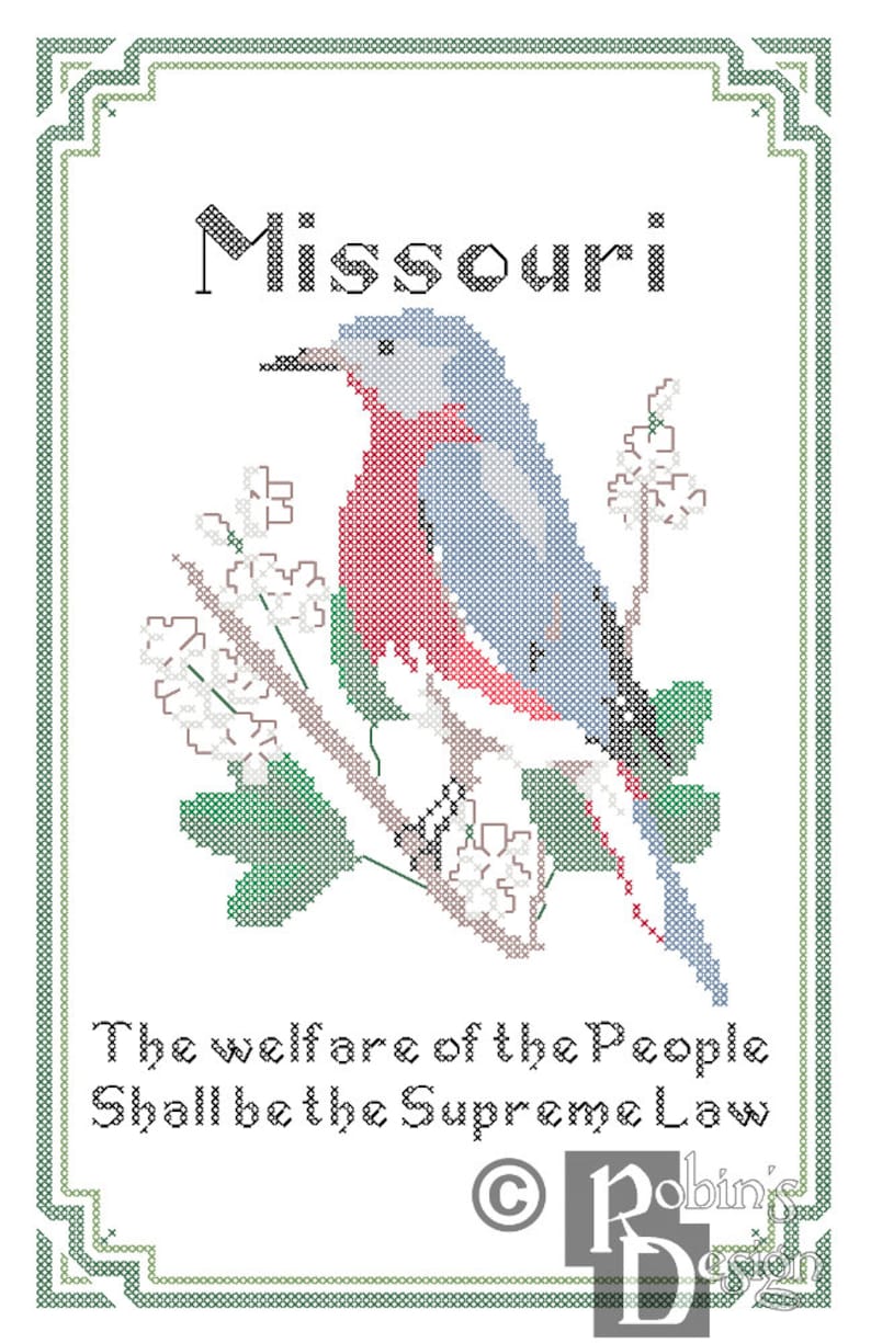 Missouri State Bird, Flower and Motto Cross Stitch Pattern PDF - Etsy