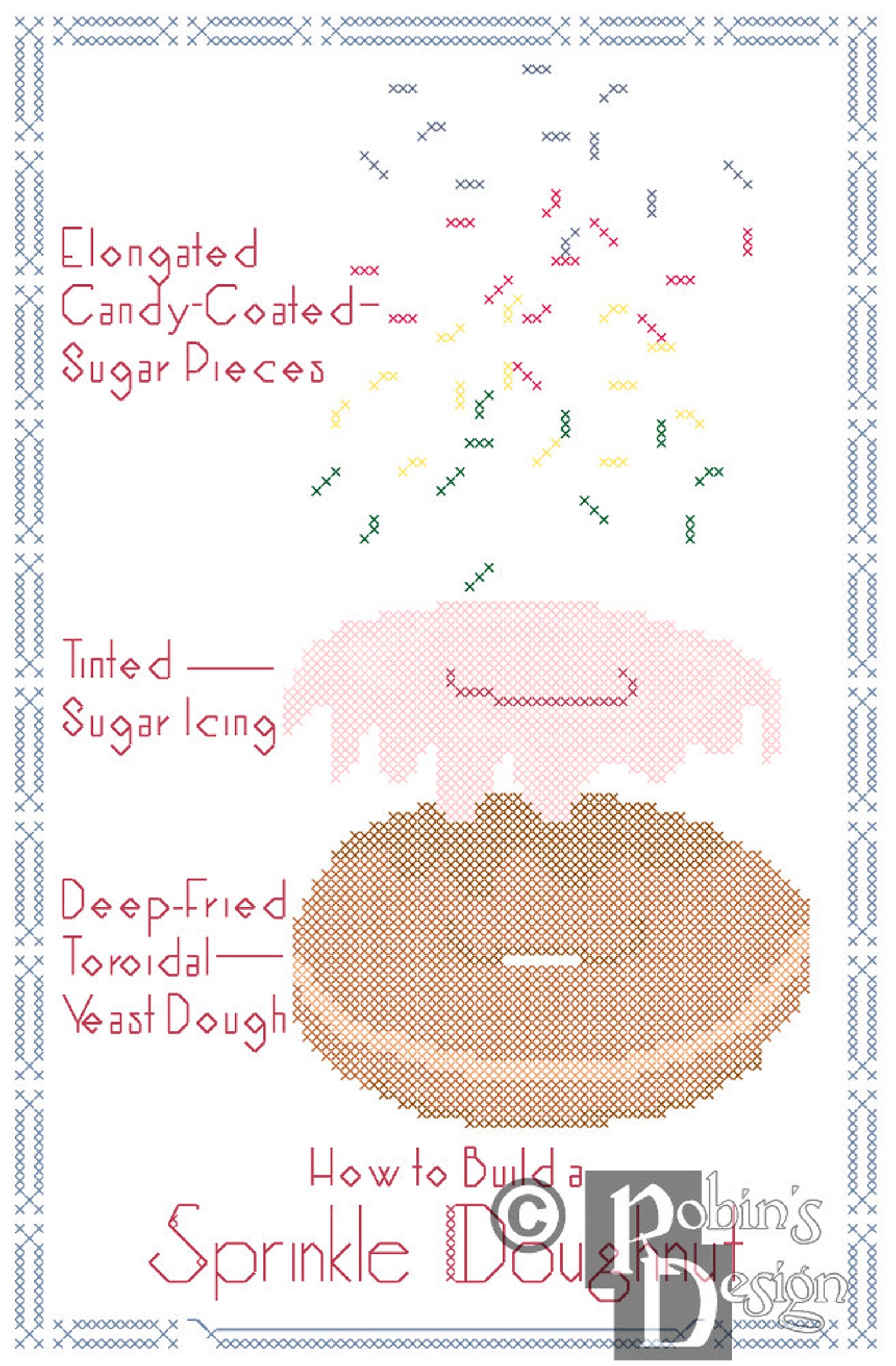 How to Build a Sprinkle Doughnut Cross Stitch Pattern Fun Blueprint PDF ...