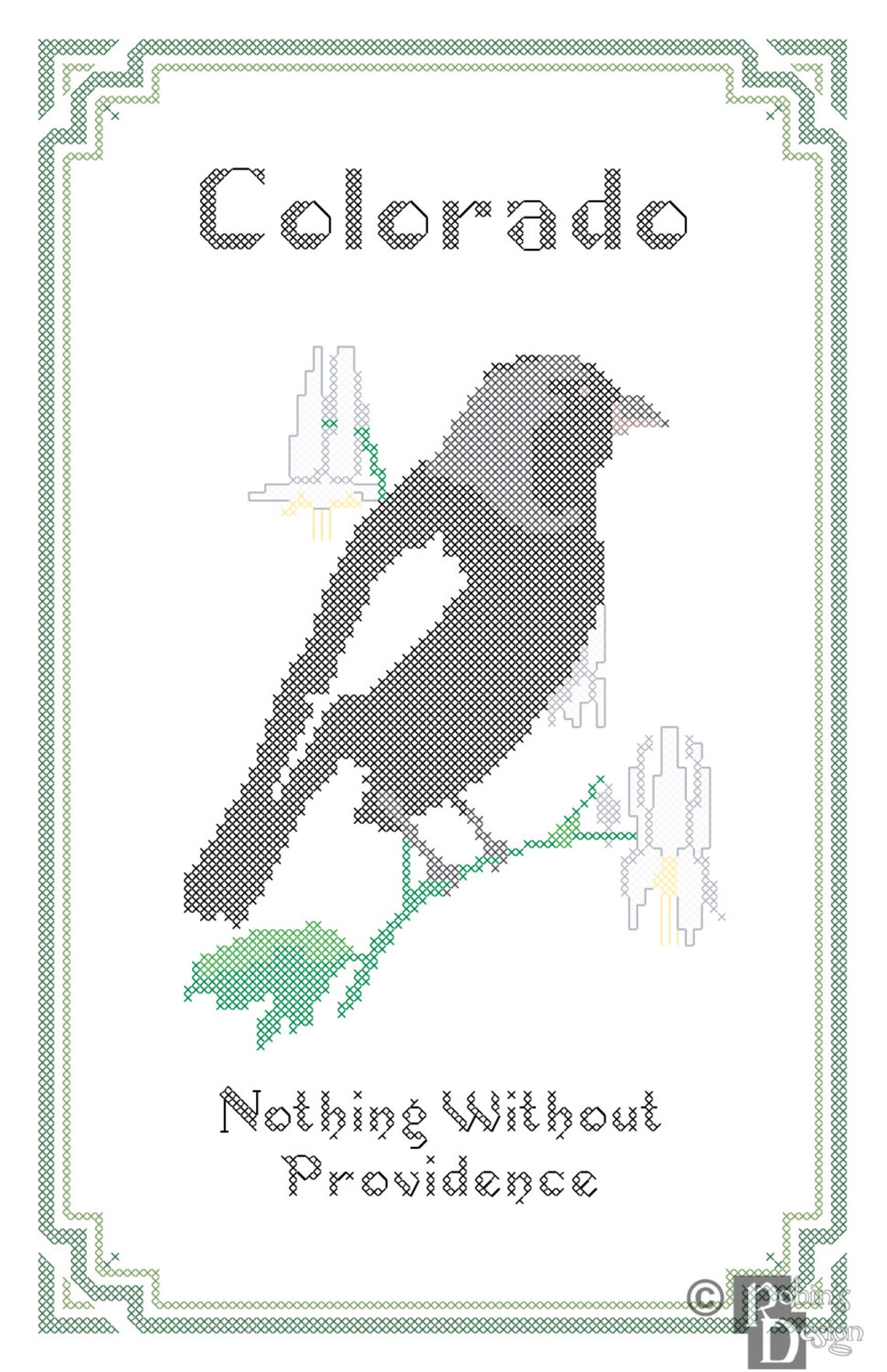Colorado State Bird, Flower and Motto Cross Stitch Pattern PDF - Etsy