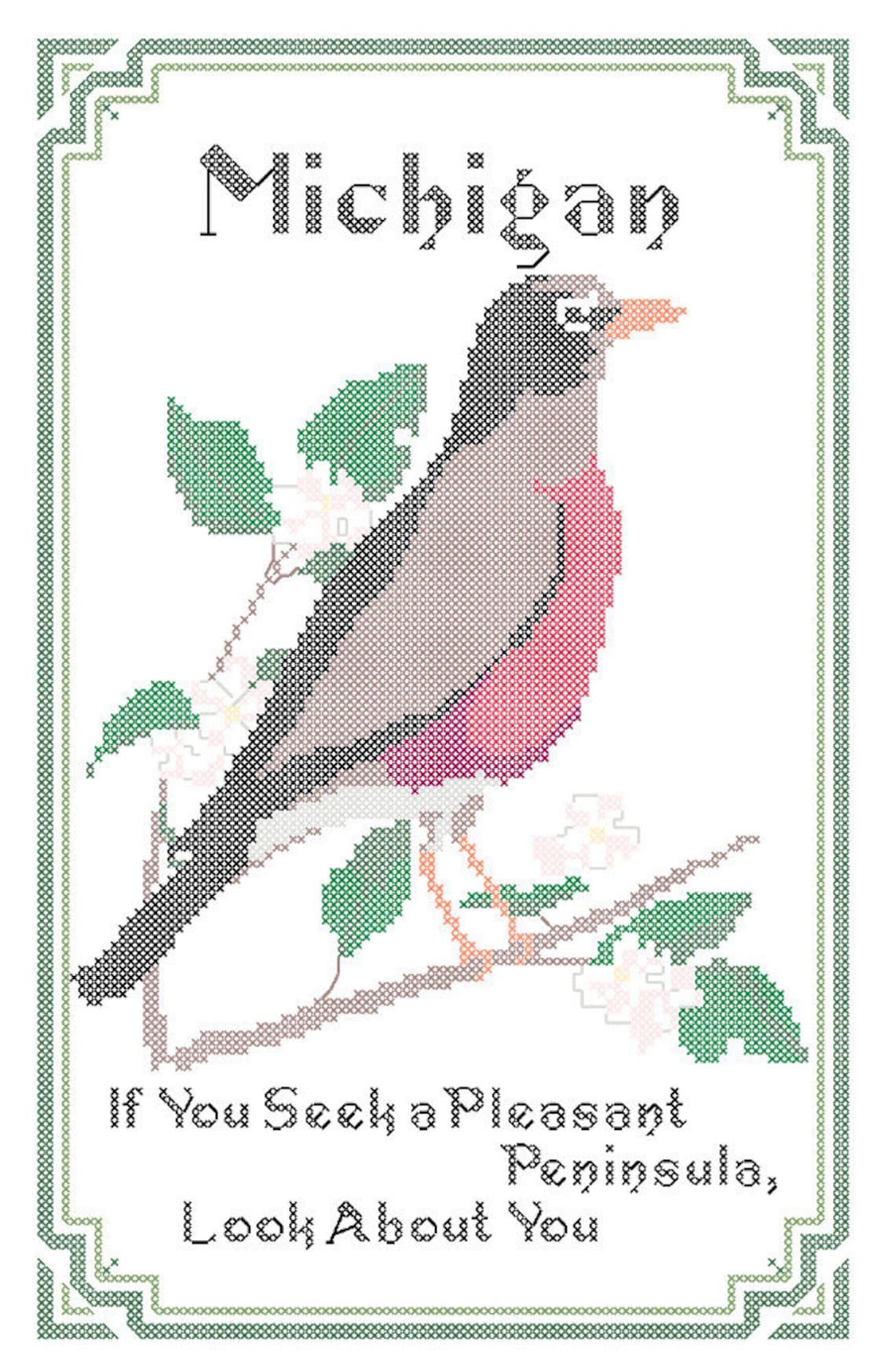 All 50 State Bird Flower and Motto Cross Stitch Patterns PDF - Etsy