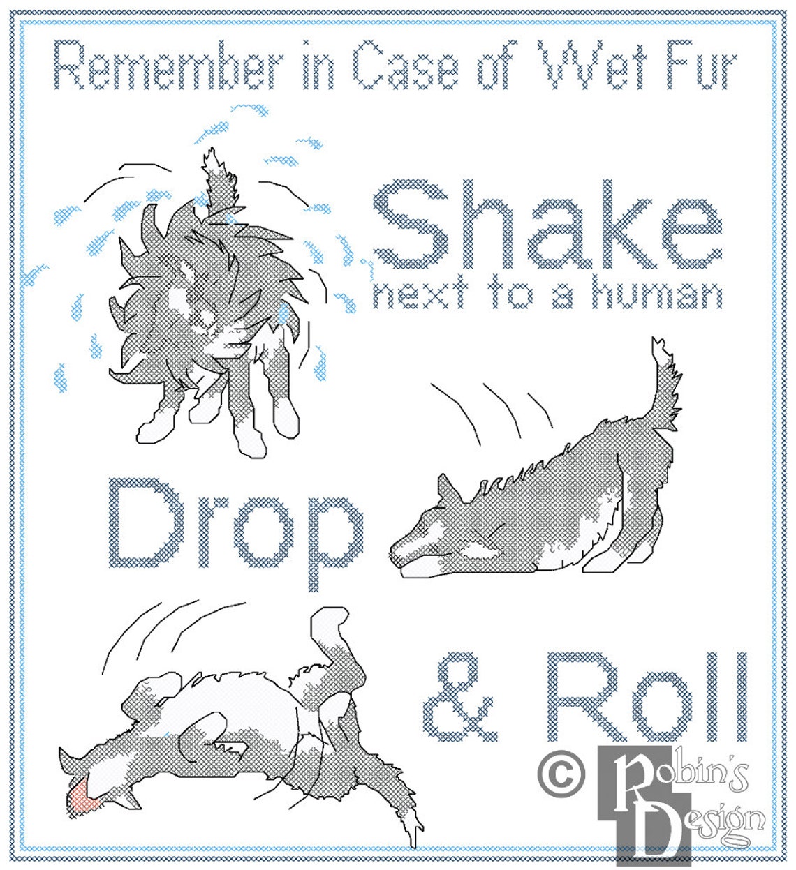 Dog Safety Poster in Case of Wet Fur Shake Drop & Roll Cross - Etsy