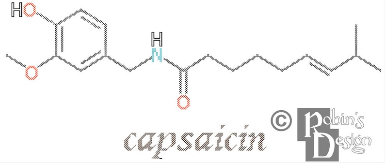 Capsaicin Molecule Cross Stitch Pattern PDF - Etsy