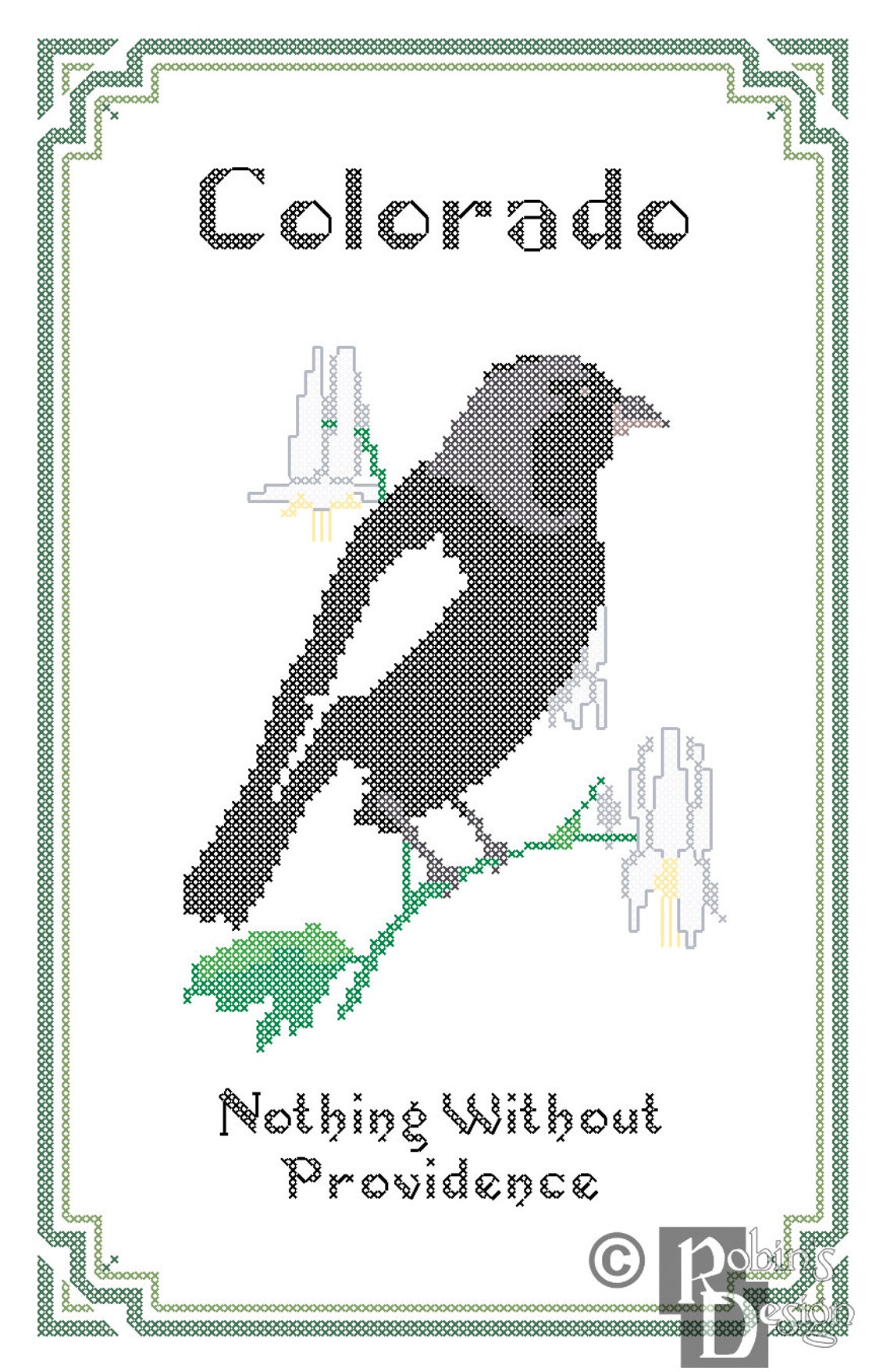 Colorado State Bird, Flower and Motto Cross Stitch Pattern PDF - Etsy