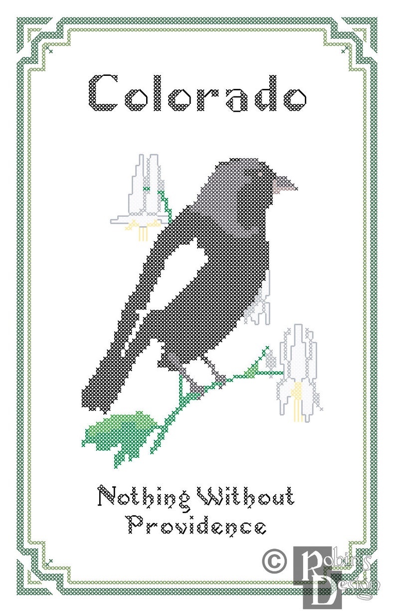 Colorado State Bird, Flower and Motto Cross Stitch Pattern PDF - Etsy