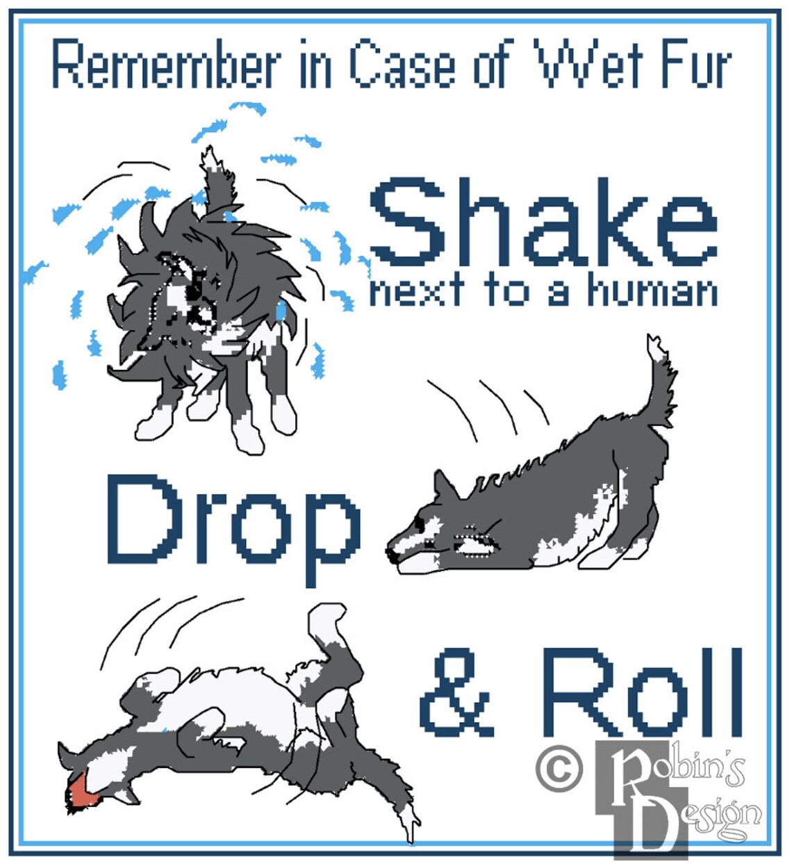 Dog Safety Poster in Case of Wet Fur Shake Drop & Roll Cross - Etsy