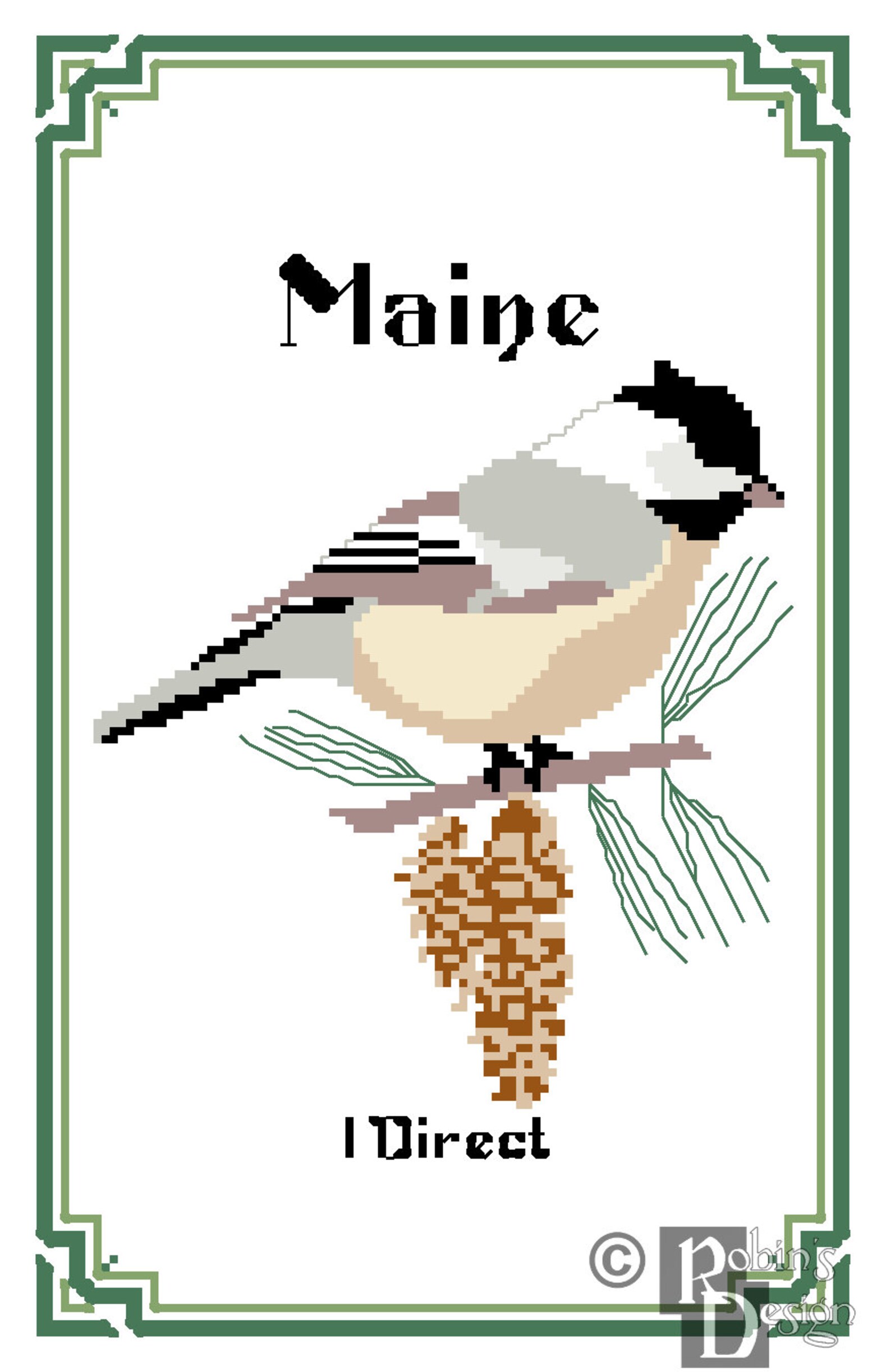 Maine State Bird, Flower and Motto Cross Stitch Pattern PDF - Etsy