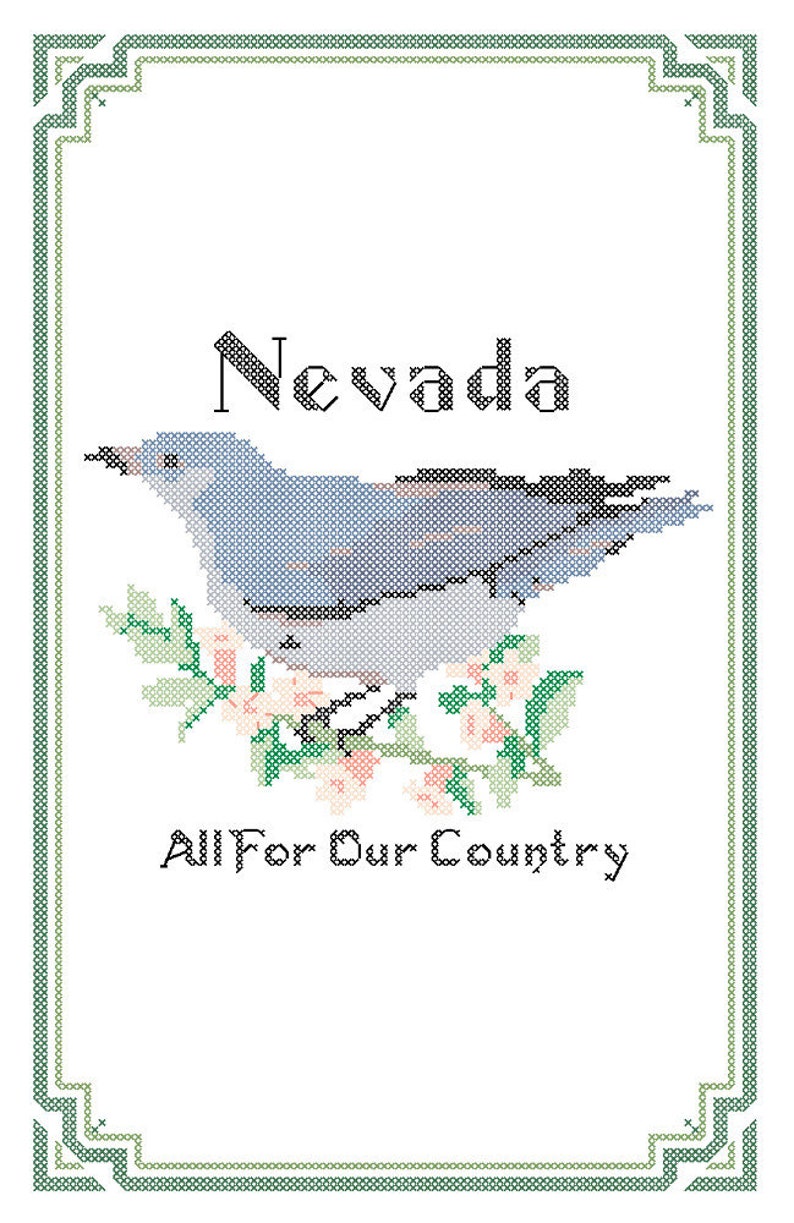All 50 State Bird Flower and Motto Cross Stitch Patterns PDF - Etsy