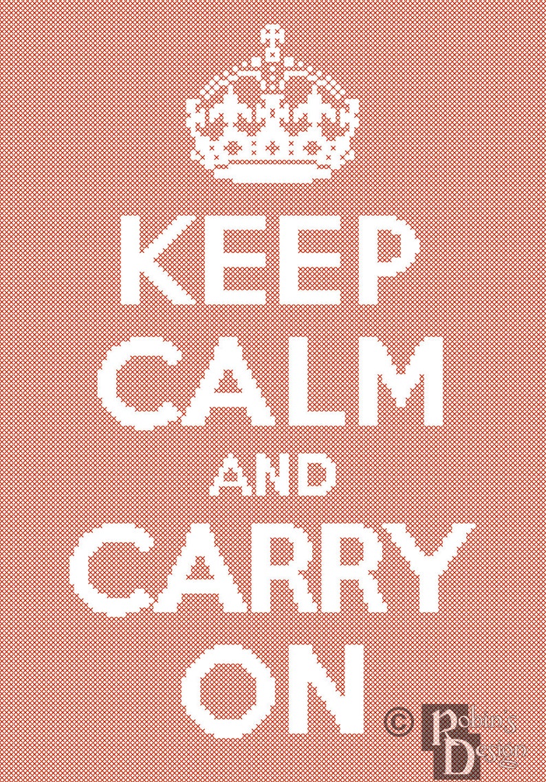 Keep Calm and Carry on Cross Stitch Pattern Easy PDF - Etsy
