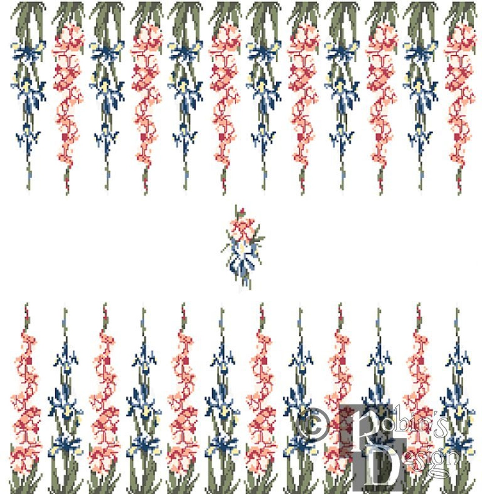 Backgammon Board Cross Stitch Pattern Gladiolus and Iris PDF - Etsy