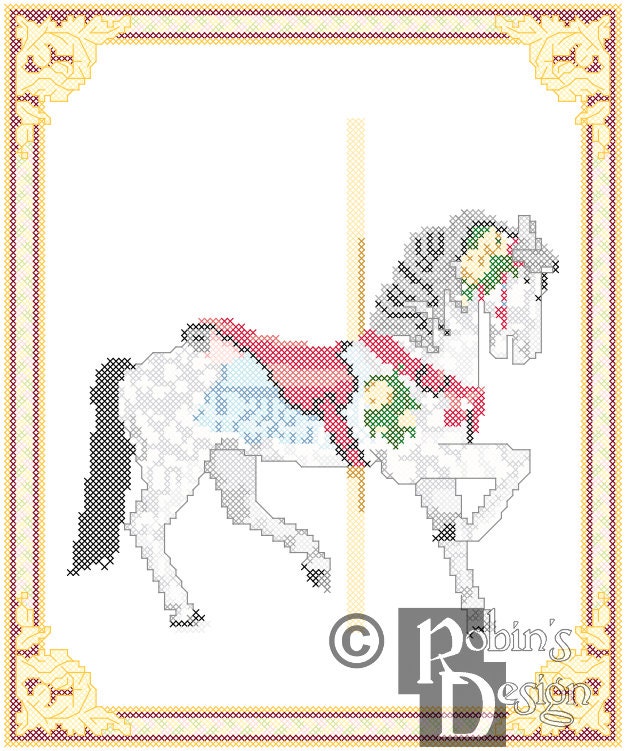 Carousel Horse Cross Stitch Pattern Herschell-spillman Myrtle Beach, SC ...