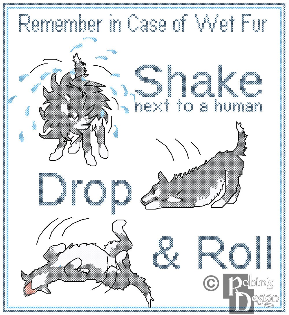 Dog Safety Poster in Case of Wet Fur Shake Drop & Roll Cross - Etsy