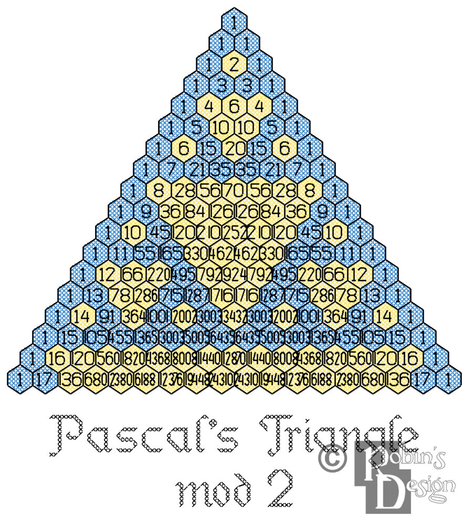 Pascal's Triangle Mod 2 Cross Stitch Pattern PDF - Etsy
