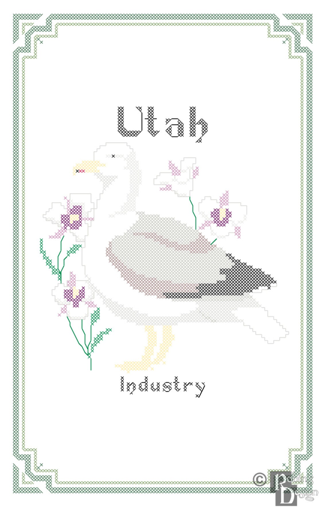 Utah State Bird, Flower and Motto Cross Stitch Pattern PDF - Etsy