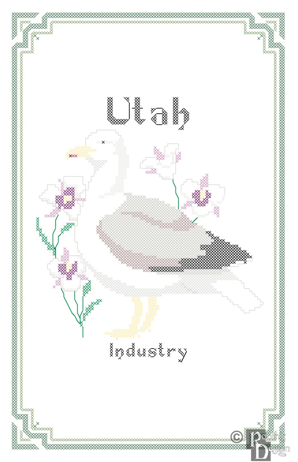 Utah State Bird, Flower and Motto Cross Stitch Pattern PDF - Etsy