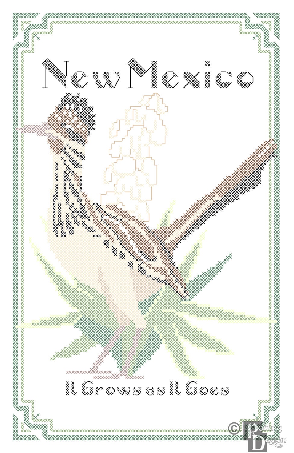 New Mexico State Bird, Flower and Motto Cross Stitch Pattern PDF - Etsy
