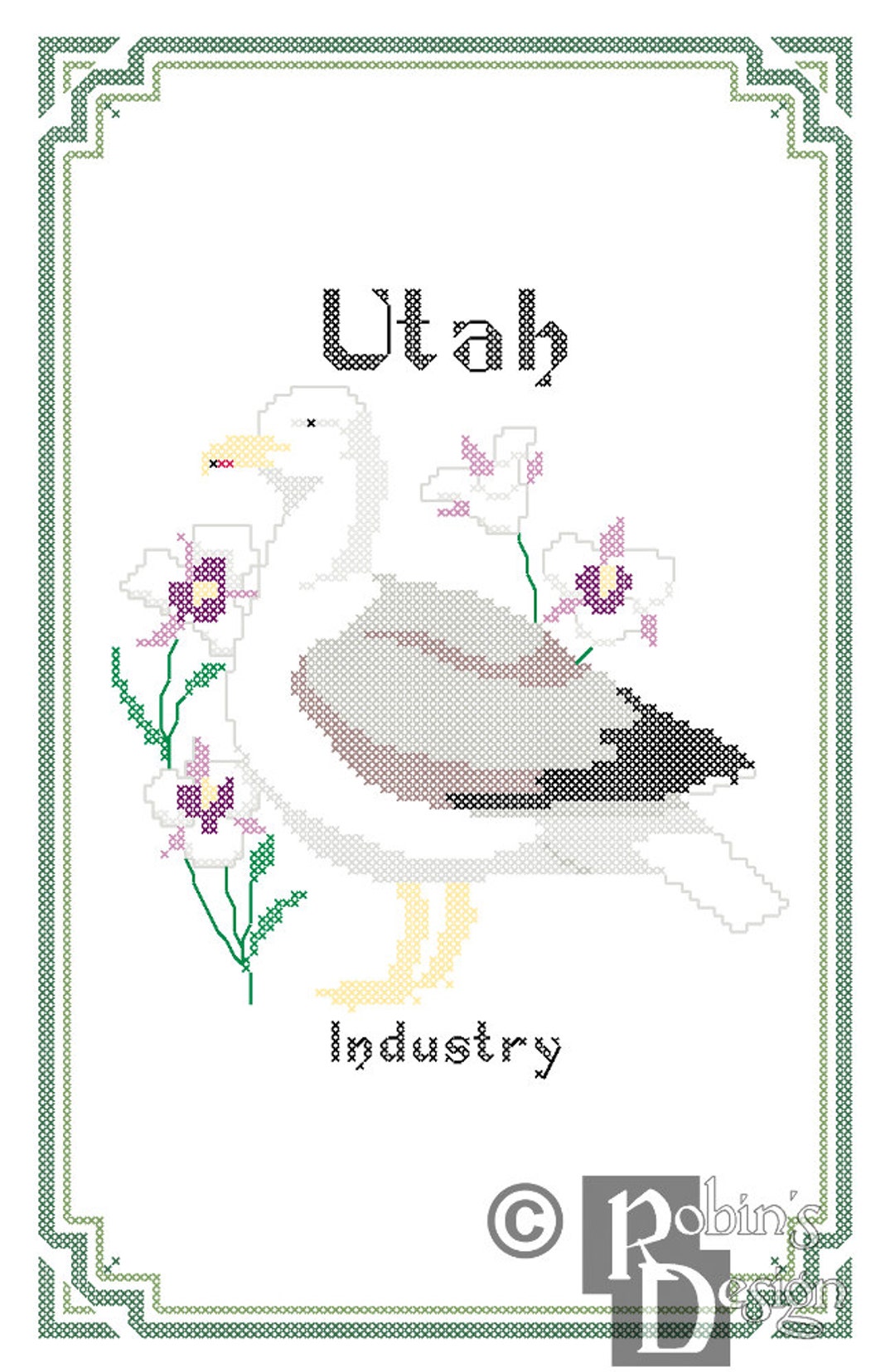 Utah State Bird, Flower and Motto Cross Stitch Pattern PDF - Etsy
