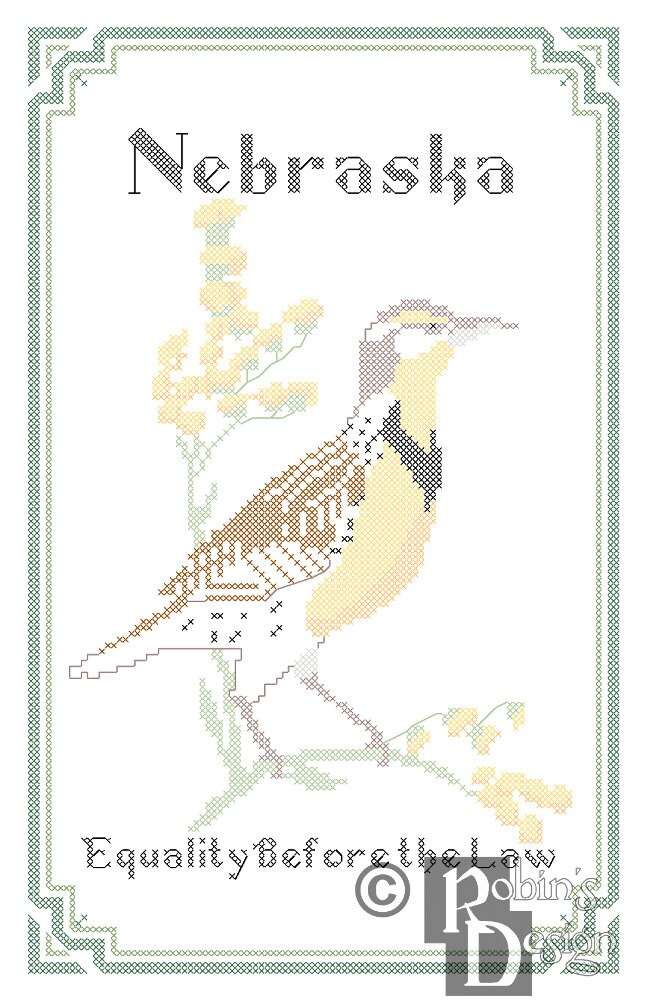 Nebraska State Bird, Flower and Motto Cross Stitch Pattern PDF - Etsy