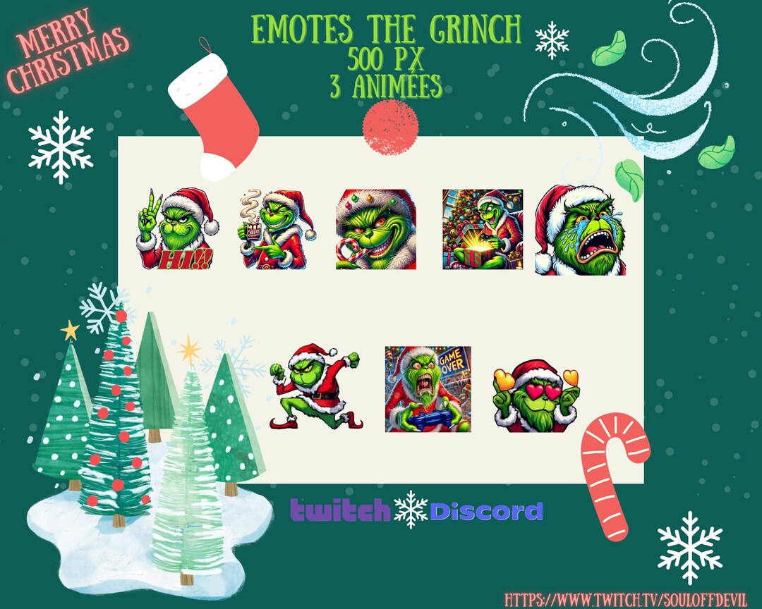 8 Twitch Emotesdiscord the Grinch - Etsy