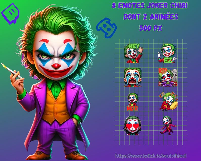 8 Joker Chibi Emotes Including 2 Animated Ones - Etsy